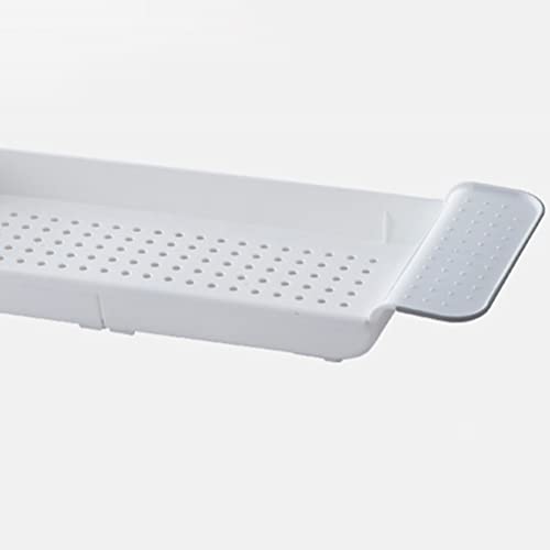 Wusteg Expandable Bathtub Tray Retractable Sink Drain Rack Plastic Bath Caddy Holder Bath Shelf Shower Organizer Bath Stand Multi-Functional for Bathroom Kitchen