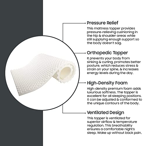 Nutan 1-inch Breathable Foam Mattress Topper for Orthopedic Support | Premium Supporting Bed Pads with Luxurious Softness, Comfortable Bed Toppers for Back Pain and Better Sleep, Twin, White