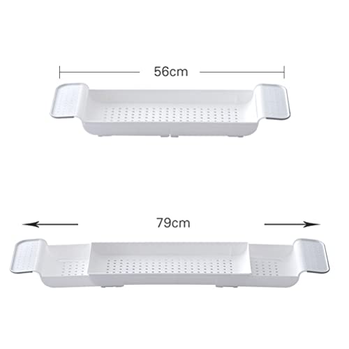 Wusteg Expandable Bathtub Tray Retractable Sink Drain Rack Plastic Bath Caddy Holder Bath Shelf Shower Organizer Bath Stand Multi-Functional for Bathroom Kitchen