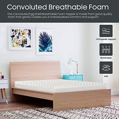 Nutan 1-inch Breathable Foam Mattress Topper for Orthopedic Support | Premium Supporting Bed Pads with Luxurious Softness, Comfortable Bed Toppers for Back Pain and Better Sleep, Twin, White