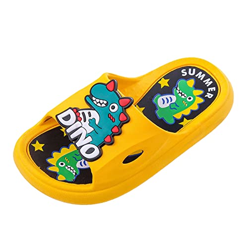 Children Slippers Summer Cute Cartoon Little Dinosaur Boy Baby Bathroom Sandals Bed Slippers Toddler Girl (Yellow, 9-9.5 Years)