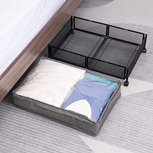 NiHome πππ¨π«ππ π πππ π°π’ππ‘ ππ’π©π©ππ« π-ππππ€ for Under Bed Storage Container - Organize Shoes, Toys and Clothing Under Bed - Space Saving
