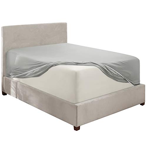 Nestl Extra Deep Pocket King Fitted Sheet, Light Grey Fitted Sheet King Size, 1800 Microfiber King Fitted Sheet Only, Soft King Bed Fitted Sheet Fits up to 24 Inch Mattress - King Size Fitted Sheets