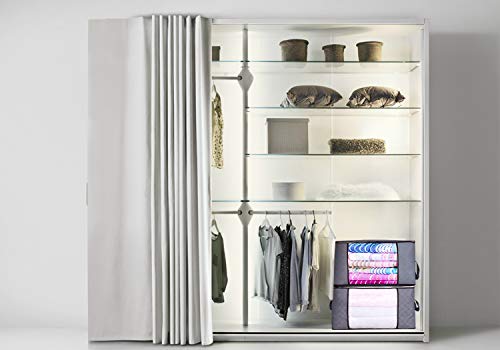 Clothes Storage Bag, Large Capacity Clothes Storage Organizer with Clear Window, 3 Layer Foldable Fabric, Sturdy Handles Storage for Comforters,Bedding,Blankets and Clothing, 3 Pack, 90L, Grey
