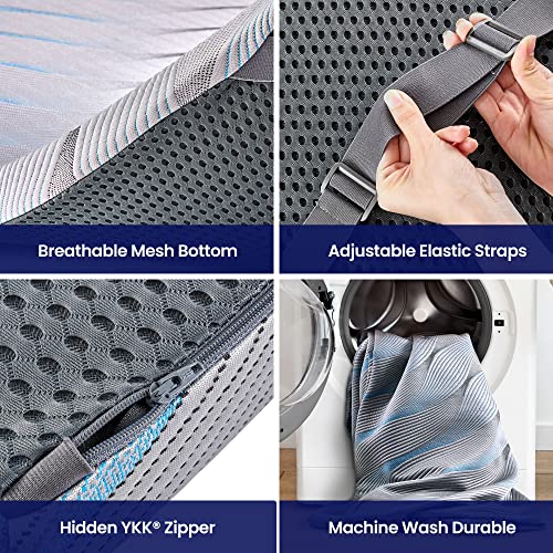 SLEEP ZONE 2 Inch Cooling Mattress Topper King Size - Medium Firm Gel Memory Foam Mattress Topper with Removable Cool Air-Layer Cover, King