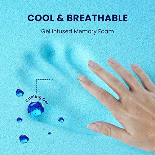 SLEEP ZONE 2 Inch Cooling Mattress Topper King Size - Medium Firm Gel Memory Foam Mattress Topper with Removable Cool Air-Layer Cover, King