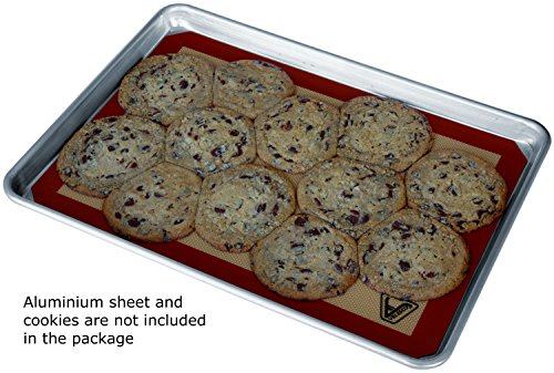 Silicone Baking Mat - Set of 3 Half Sheet (Thick & Large 11 5/8 x 16 1/2) - Non Stick Silicon Liner for Bake Pans & Rolling - Macaron/Pastry/Cookie/Bun/Bread Making - Professional Grade Nonstick by Velesco