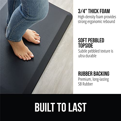 Gorilla Grip Anti Fatigue Standing Desk Mat, Thick Cushioned Kitchen Floor Mats, Washable, Stain Resistant, Supportive Comfort Padded Rug, Ergonomic Office Antifatigue Runner Pad, 32x20 Inches, Black
