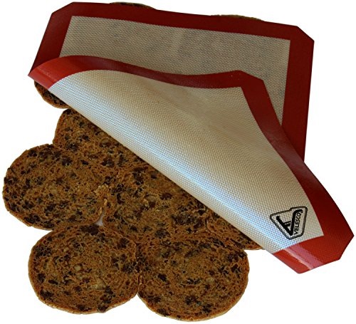 Silicone Baking Mat - Set of 3 Half Sheet (Thick & Large 11 5/8 x 16 1/2) - Non Stick Silicon Liner for Bake Pans & Rolling - Macaron/Pastry/Cookie/Bun/Bread Making - Professional Grade Nonstick by Velesco