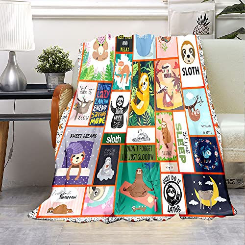 Sloth Blanket Personalization Sloth Blankets Gifts Super Soft Cozy Fluffy Blankets for Bed Sofa and Travel 60"X50"Sloth Gifts for Women