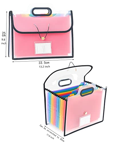 13 Pockets Expanding File Folder with Handle Accordion File Folder Organizer for A4 Letter Size Paper Document Holder Organizer with Expandable Cover (1)