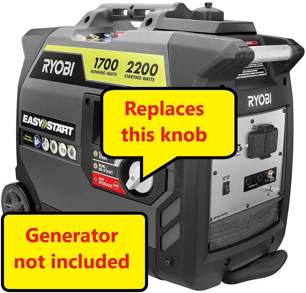 Replacement Knob Switch Run Choke for Ryobi Inverter Generator 2000, 2050, 2200, 2300 watts and compatible screw - new, 3d printed part