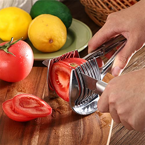 Kitchen Gadgets Handy Stainless Steel Onion Holder Potato Tomato Slicer Vegetable Fruit Cutter Safety Cooking Tools Accessories
