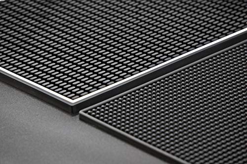 Highball & Chaser Bar Mat 18in x 12in, Thick Durable and Stylish Bar Mat for Spills. Non Slip, Non-Toxic, Service Mat for Coffee, Bars, Restaurants Counter Top (2 Pack, Black)