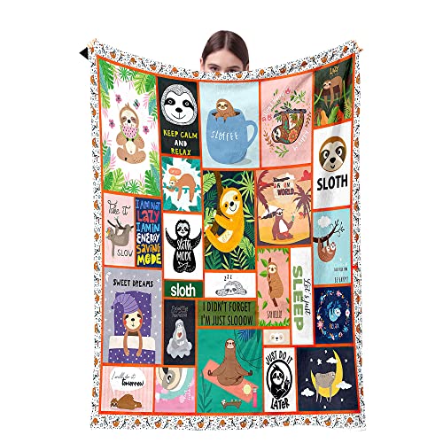 Sloth Blanket Personalization Sloth Blankets Gifts Super Soft Cozy Fluffy Blankets for Bed Sofa and Travel 60"X50"Sloth Gifts for Women