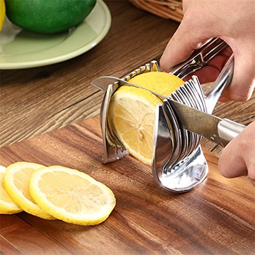 Kitchen Gadgets Handy Stainless Steel Onion Holder Potato Tomato Slicer Vegetable Fruit Cutter Safety Cooking Tools Accessories