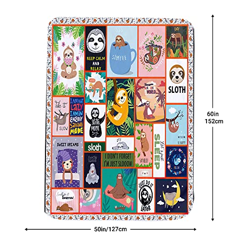 Sloth Blanket Personalization Sloth Blankets Gifts Super Soft Cozy Fluffy Blankets for Bed Sofa and Travel 60"X50"Sloth Gifts for Women