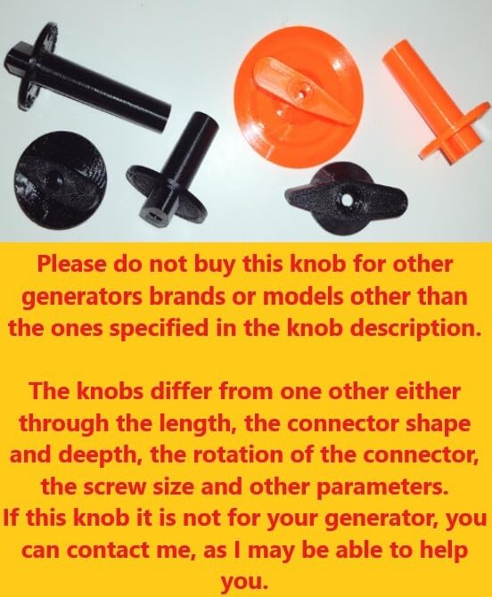 Replacement Knob Switch Run Choke for Ryobi Inverter Generator 2000, 2050, 2200, 2300 watts and compatible screw - new, 3d printed part
