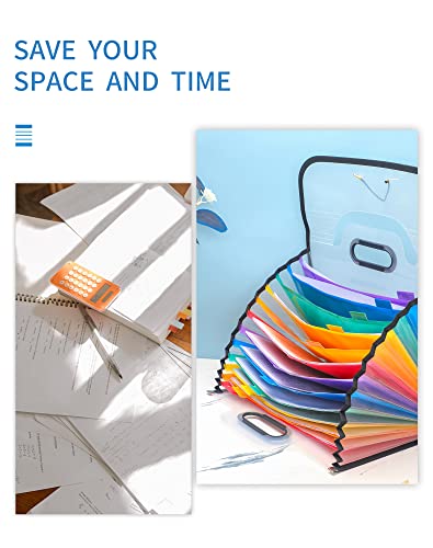 13 Pockets Expanding File Folder with Handle Accordion File Folder Organizer for A4 Letter Size Paper Document Holder Organizer with Expandable Cover (1)