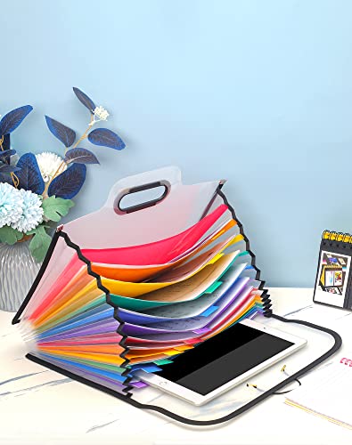 13 Pockets Expanding File Folder with Handle Accordion File Folder Organizer for A4 Letter Size Paper Document Holder Organizer with Expandable Cover (1)