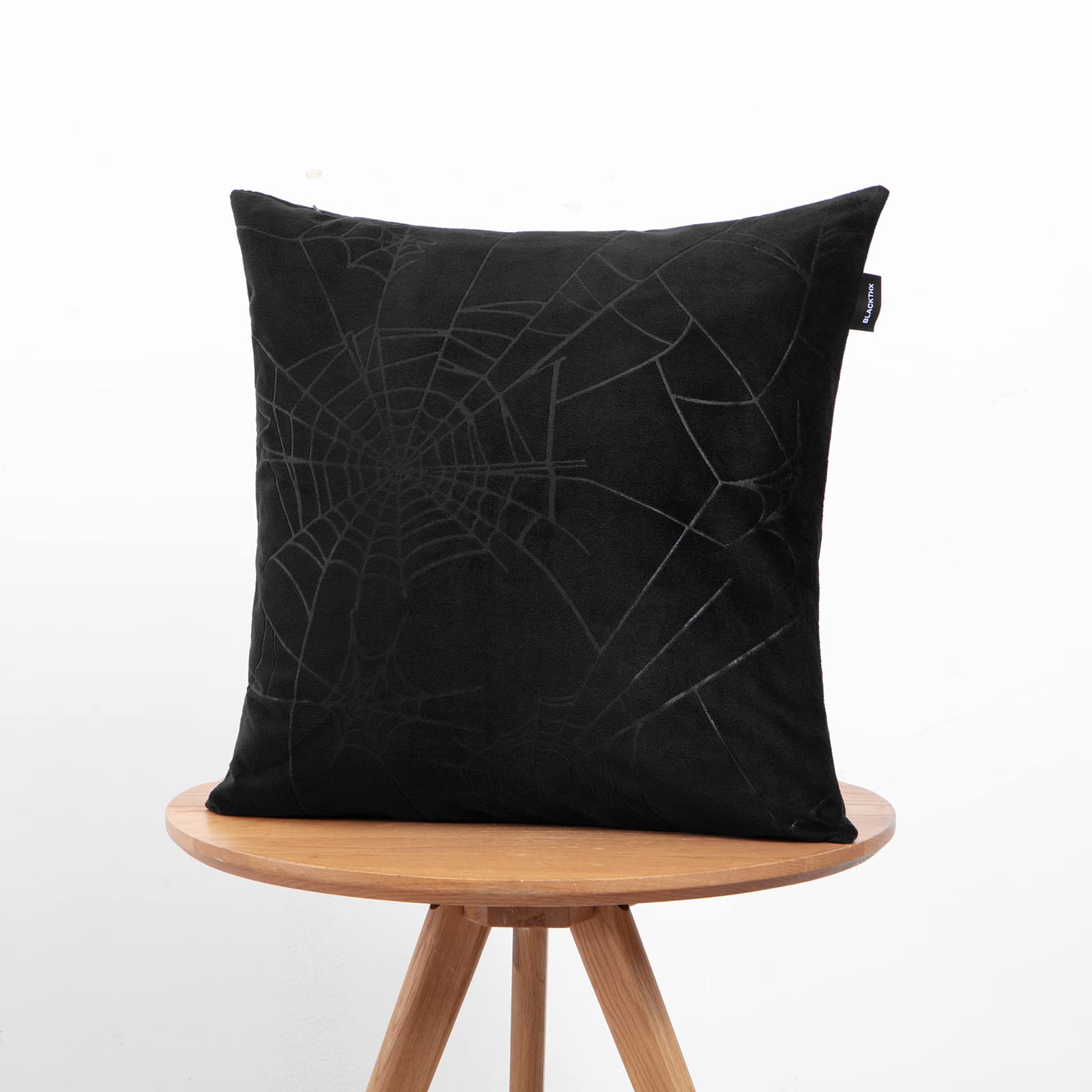 BLACKTHX Pack of 2 Decorative Throw Pillow Covers Black Gothic Pillowcase Velvet Soft for Couch Sofa Bedroom 18x18 Inches Black On Black Print