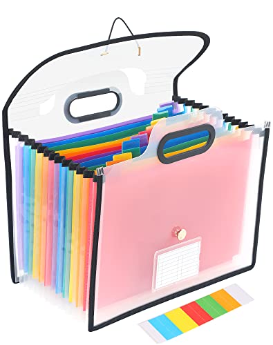 13 Pockets Expanding File Folder with Handle Accordion File Folder Organizer for A4 Letter Size Paper Document Holder Organizer with Expandable Cover (1)