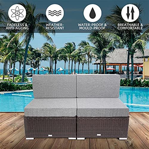 SHANGMAOYO Sofa Bed 2 Pieces Patio PE Wicker Rattan Armless Sofa Brown Leisure Outdoor Rattan Sofa (Color : Brown)