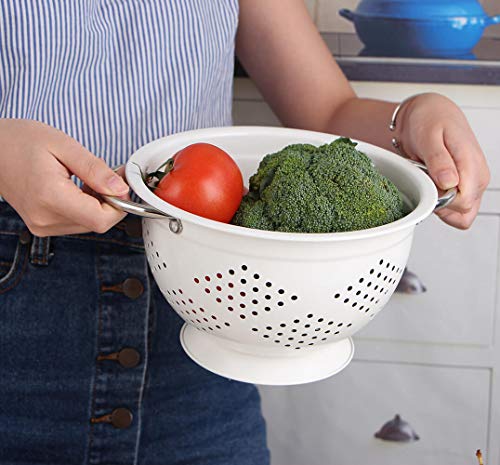 Rorence Powder Coated Steel Colander Set of 2 - White