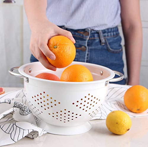 Rorence Powder Coated Steel Colander Set of 2 - White