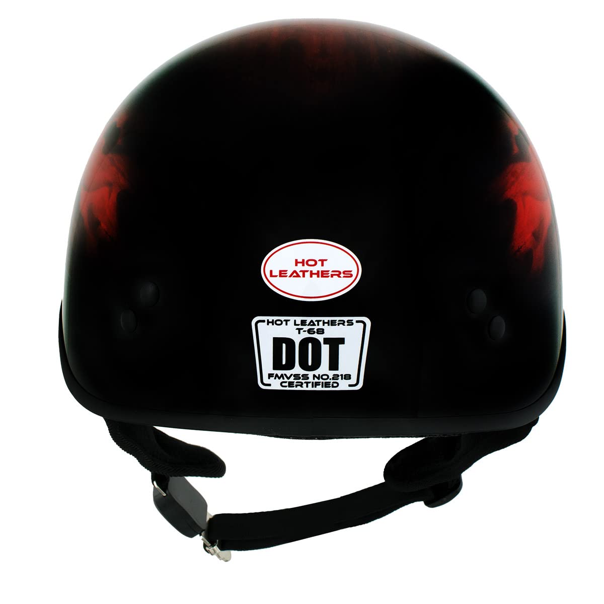 Milwaukee Leather Hot Leathers HLD1018 Black 'Red Flame Skull' Motorcycle DOT Approved Skull Cap Half Helmet for Men and Women Biker - Large