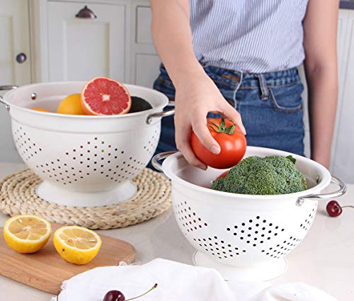Rorence Powder Coated Steel Colander Set of 2 - White