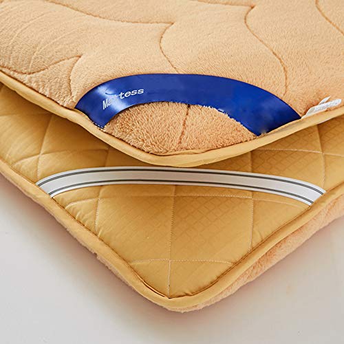 WJH Thicken Plush Sleeping Mattress, Tatami Floor Mat, Japanese Futon Soft Comfortable Queen Double Foldable Topper Memory Foam Dorm -Light tan 90x200cm(35x79inch)