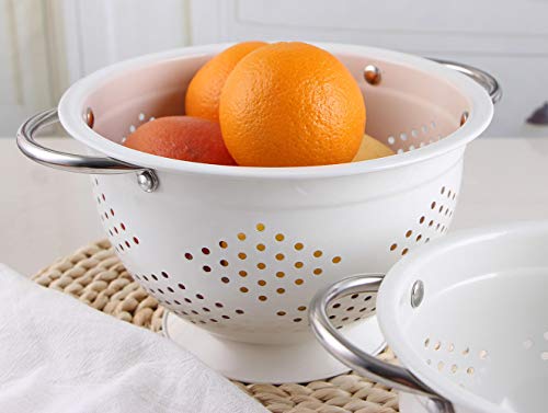 Rorence Powder Coated Steel Colander Set of 2 - White