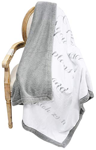 Jeremiah Scripture Throw Blanket: for I Know The Plans I Have for You. Fleece Sherpa Inspirational Faith Gift, Buttery-Soft Extra-Large Healing Quilt for Men or Women (Ivory)