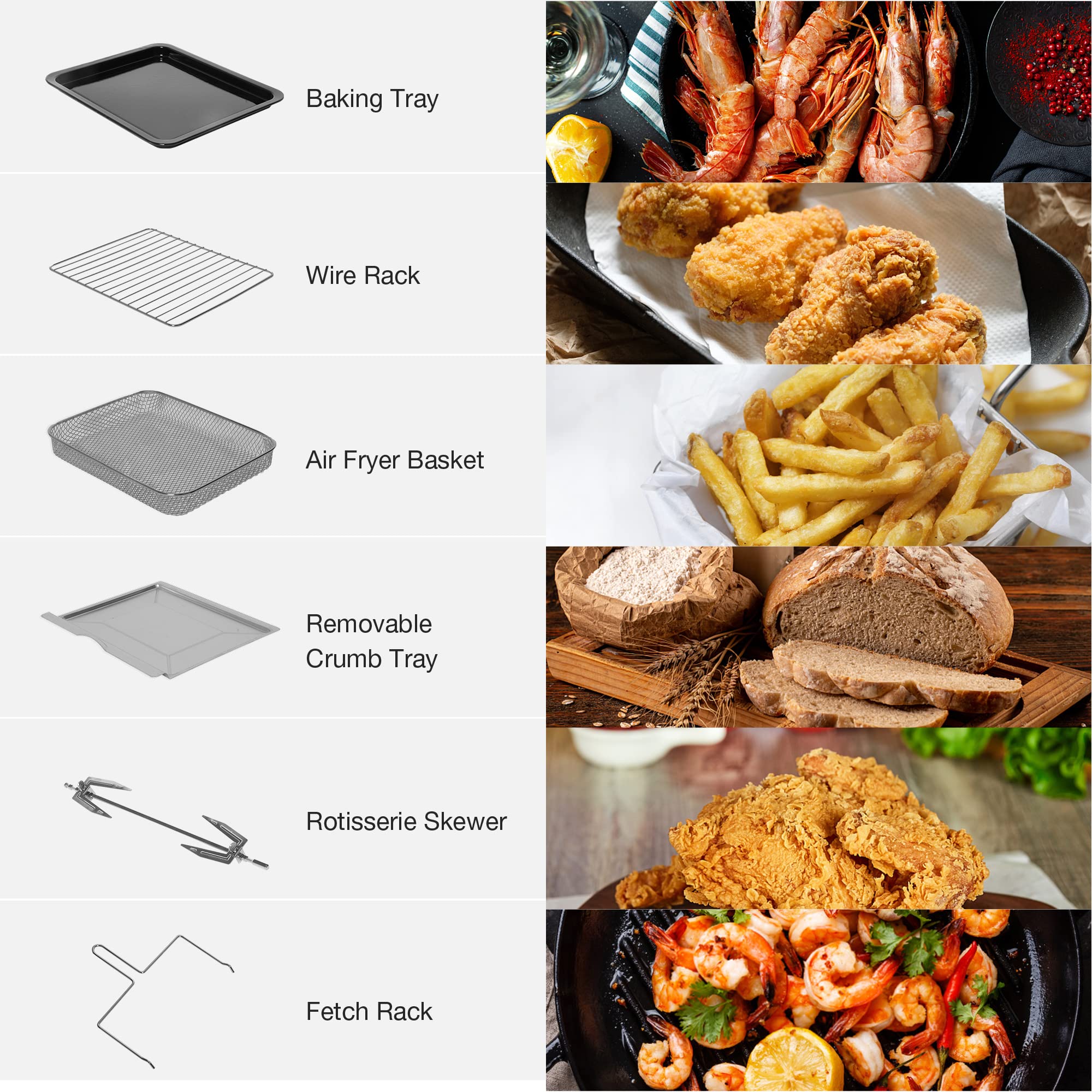 E-Macht Air Fryer Ovens Countertop, Convection Toaster Oven with 10 Cooking Functions, 6-Slice Toast &12-Inch Pizza Capacity, 6 Accessories Included, Auto Shut off, 24 Quart