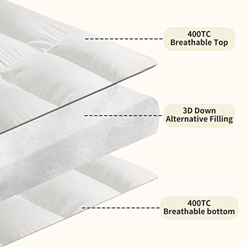 Cotby Mattress Topper King, Extra Thick Breathable Mattress Pad, Cooling Mattress Topper for Back Pain Relief, Mattress Protector Pillow Top Mattress Cover with 8"-21" Deep Pocket(Gray, King)