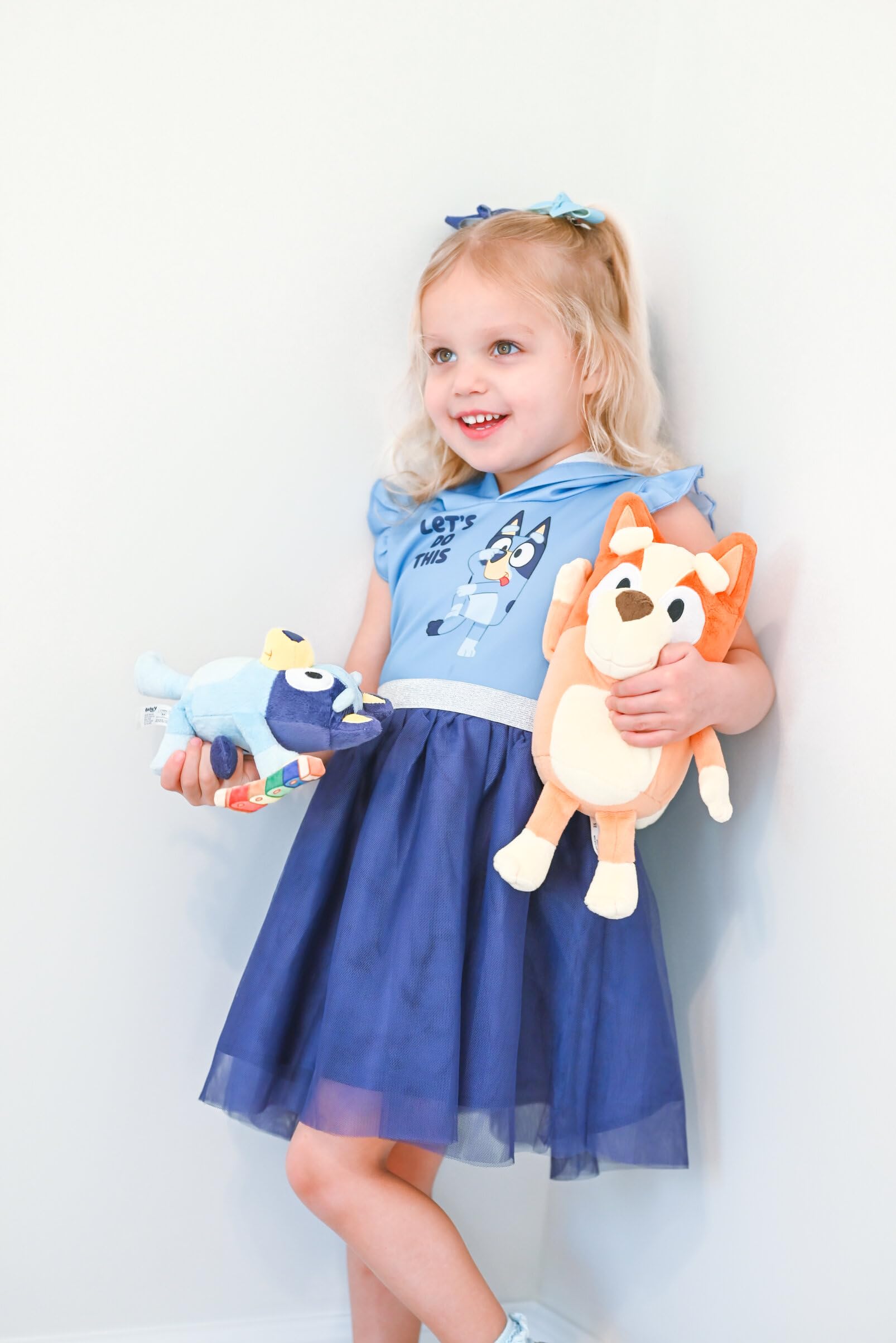 Bluey Little Girls Mesh Cosplay Short Sleeve Dress Blue 5