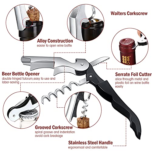 16 Pieces Wine Keys Opener Black Travel Corkscrew Wine Opener Waiter Corkscrew Wine Opener Beer Bottle Opener Bartender Key Wine Opener for Home Office Kitchen Restaurant Bar Applications
