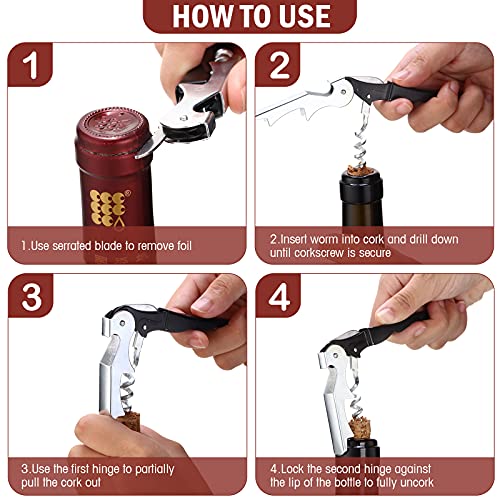 16 Pieces Wine Keys Opener Black Travel Corkscrew Wine Opener Waiter Corkscrew Wine Opener Beer Bottle Opener Bartender Key Wine Opener for Home Office Kitchen Restaurant Bar Applications