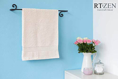 RTZEN Wrought Iron Bathroom Accessories Set, Decorative Bath Towel Bar, Set of 3 Decorative Hooks and Toilet Paper Holder
