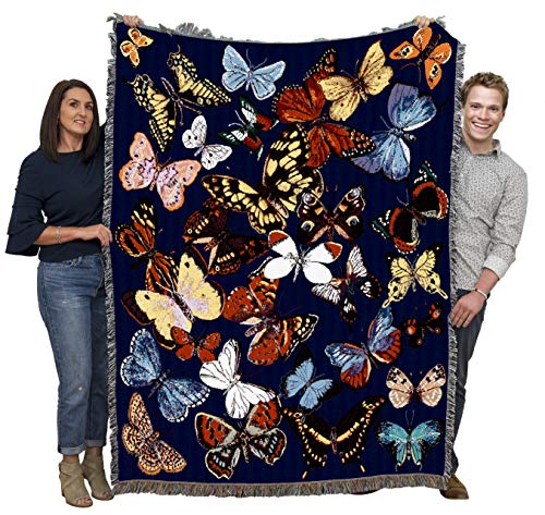 Pure Country Weavers Flutterbies Butterfly Blanket - Garden Floral Gift Tapestry Throw Woven from Cotton - Made in The USA (72x54)