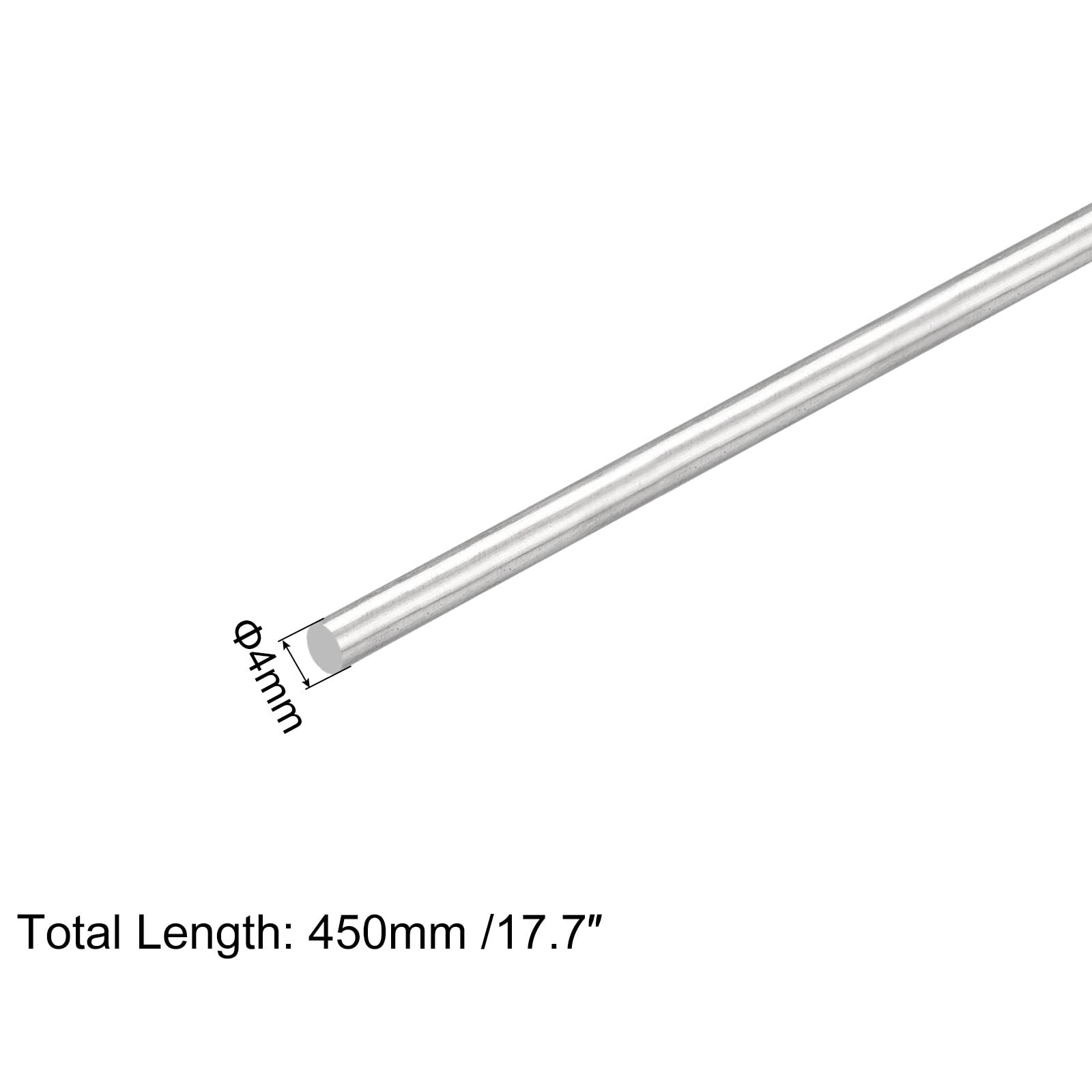 MECCANIXITY 304 Stainless Steel Round Rods, 4mm x 450mm Solid Shaft Rods for DIY Craft Model Car Helicopter Airplane, Pack of 10