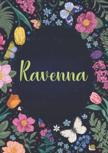 Ravenna: Taccuino A5 | Nome personalizzato Ravenna | Regalo di compleanno per moglie mamma sorella figlia ... | Design: primavera e farfalle | 120 ... formato A5 (14.8 x 21 cm) (Italian Edition)