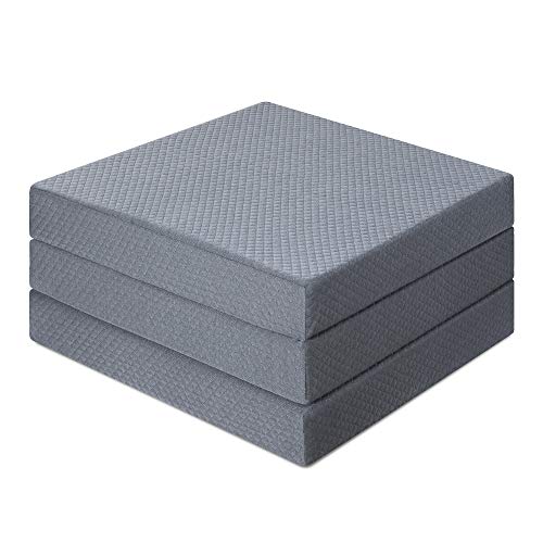 Sleeplace Multi Layer Tri-Folding Memory Foam Topper, Single, Blue-grey
