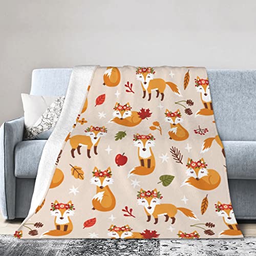 Cute Fox Blanket Soft Fleece Throw Blanket Cozy Fuzzy Warm Flannel Plush Throw Blankets for Couch Bed Sofa All Season Gift 50"X40"