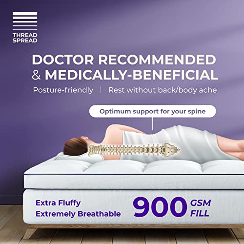 Queen Cooling Mattress Topper, Soft 100% Cotton Fabric, Pillow-Top Optimum Thick Mattress Topper for Queen Bed, Breathable & Plush Quilted Down-Like Fill, Snug Deep Pocket Fit