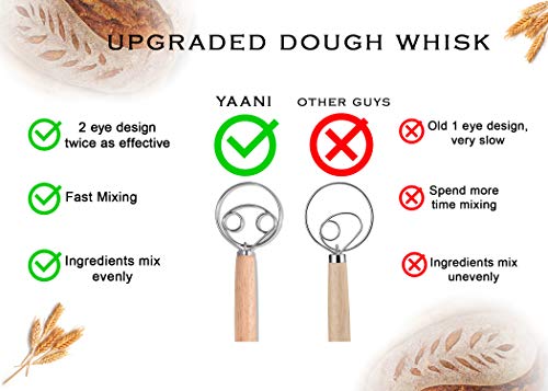 Bread Proofing Basket Set Of 2 Round and Oval, Banneton Proofing Basket + Danish Dough Whisk + Bread Scoring Lame + Stainless Steel Dough Scraper + Flexible Dough Scraper, Sourdough Tools Kit