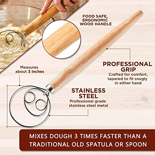 Bread Proofing Basket Set Of 2 Round and Oval, Banneton Proofing Basket + Danish Dough Whisk + Bread Scoring Lame + Stainless Steel Dough Scraper + Flexible Dough Scraper, Sourdough Tools Kit