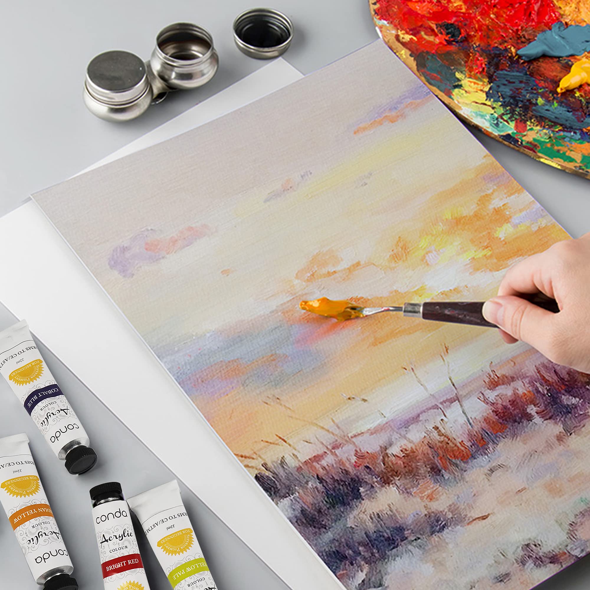 CONDA Artist Canvas Panels 9 x 12 inch, 12 Pack and 8 x 10 inch, 12 Pack for Painting