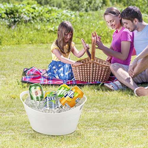 6 Pack Plastic Oval Storage Tub, Ice Bucket for Wine, Beer and Champagne, Bottle Drink Cooler for Parties, Storage Basket, 4.5 Liter